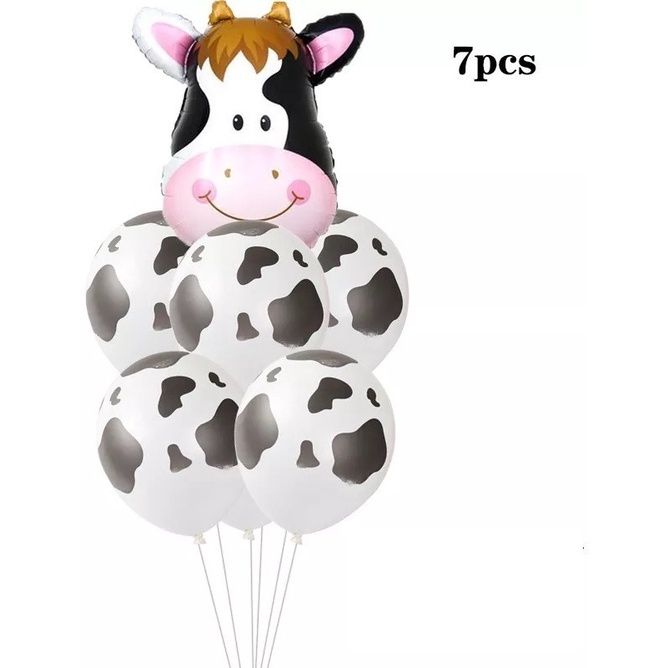 7 Pcs Balão Metalizado Bexiga Latex Vaca Animal Fazendinha | Shopee Brasil