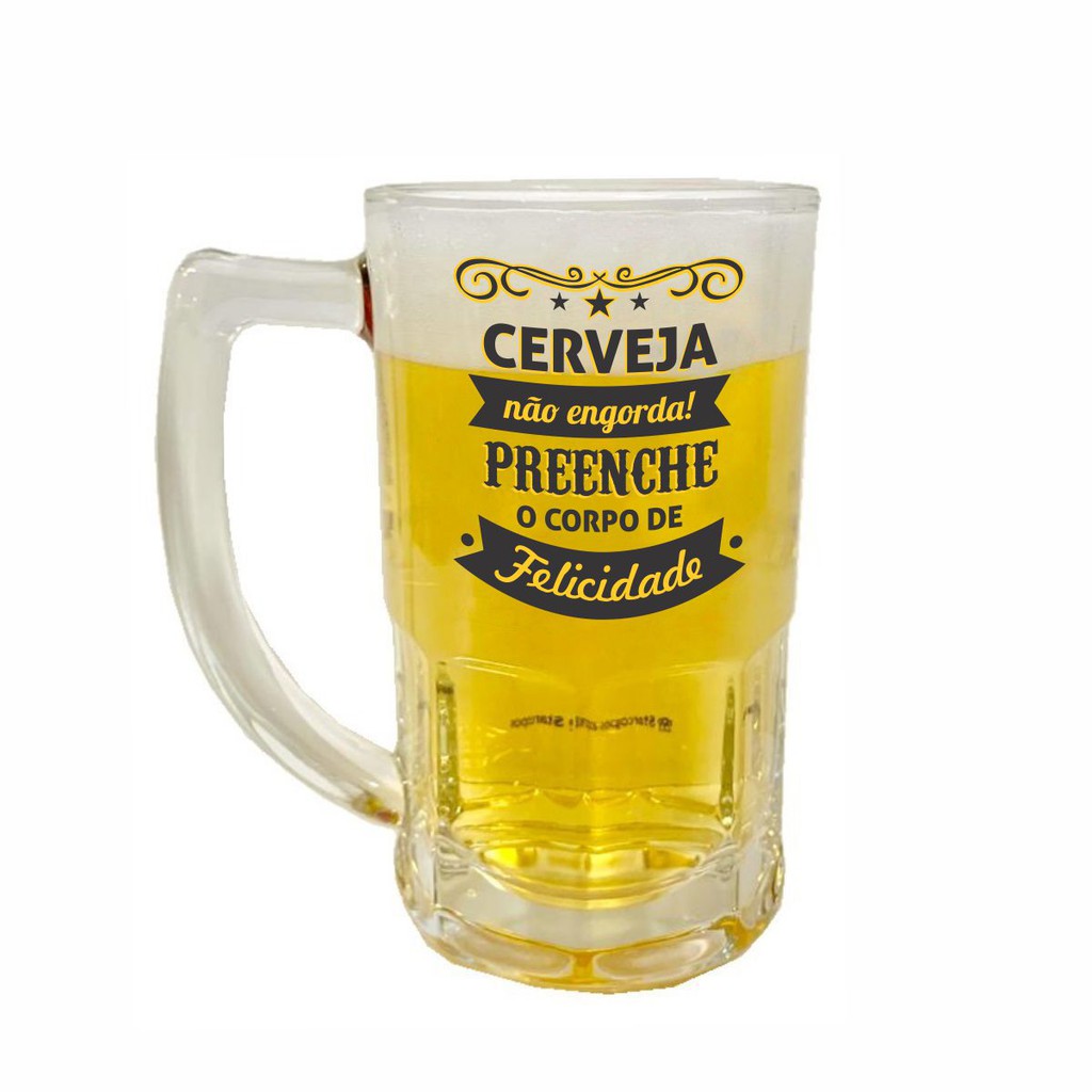 Caneca de Chopp de Vidro Cerveja Não Engorda (340ml) | Shopee Brasil