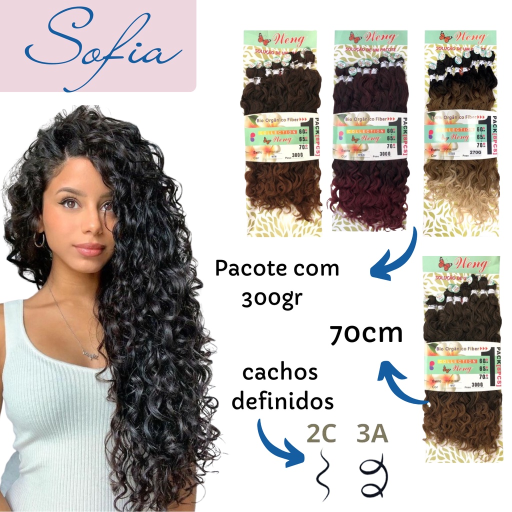 Cabelo Orgânico Cacheado Weng Sofia - 70cm 300gr | Shopee Brasil