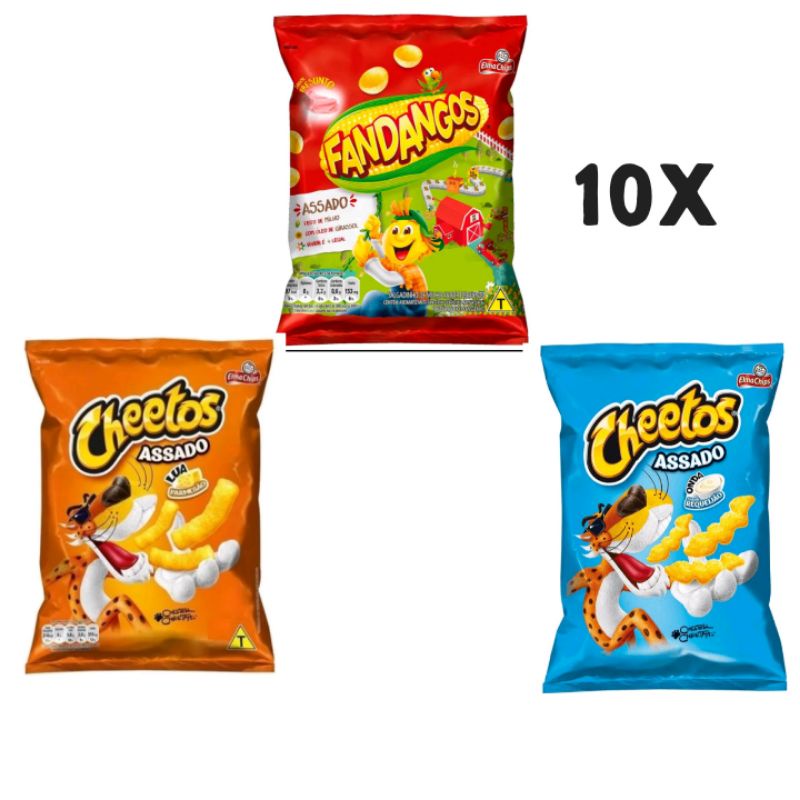 Kit 10 Mini Salgadinhos Cheetos Lua, Cheetos Onda, Fandangos Sortidos - Elma Chips | Shopee Brasil