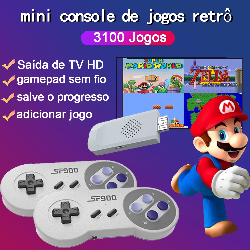 VILCORN 16-Bit Console HDMI Sem Fio TV Retro Para SNES NES 4800 + Game ...