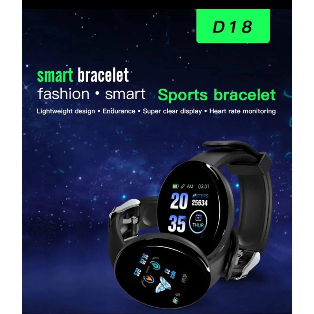 Relogio Smartwatch Unissex D18 Android/ios Preto | Shopee Brasil