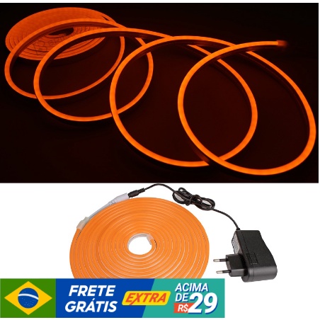 Mangueira Led Neon 12v Laranja 5 Metros 12mm Plug P4 Flex | Shopee Brasil