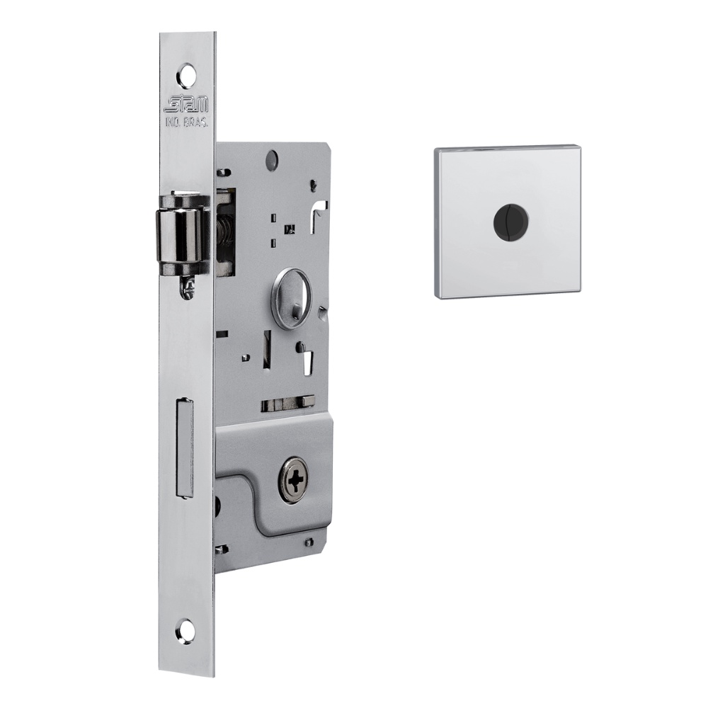 Fechadura Stam Quadrada Cromada De Porta Madeira Chave Tetra Trinco ...