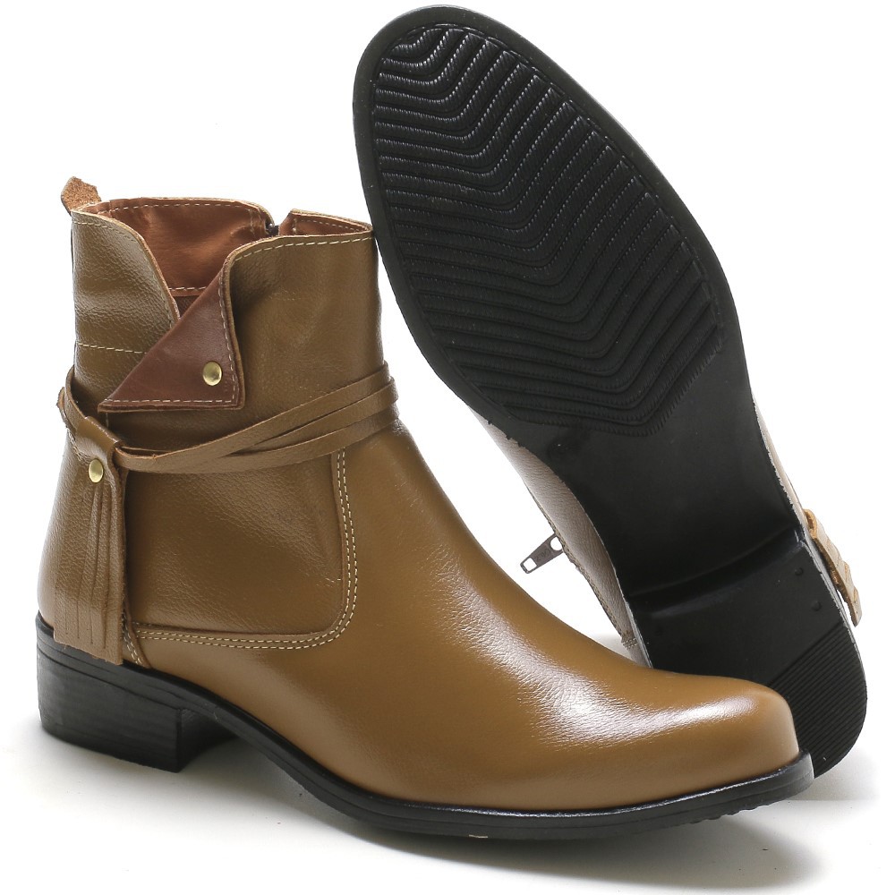 Bota/Coturno Feminino Em Couro Legítimo Elegante Country Confortável ...