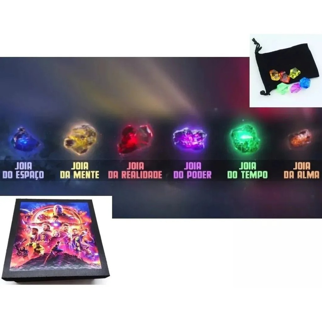 caixa de madeira marvel exclusiva e joias do infinito,vingadores,thanos ...