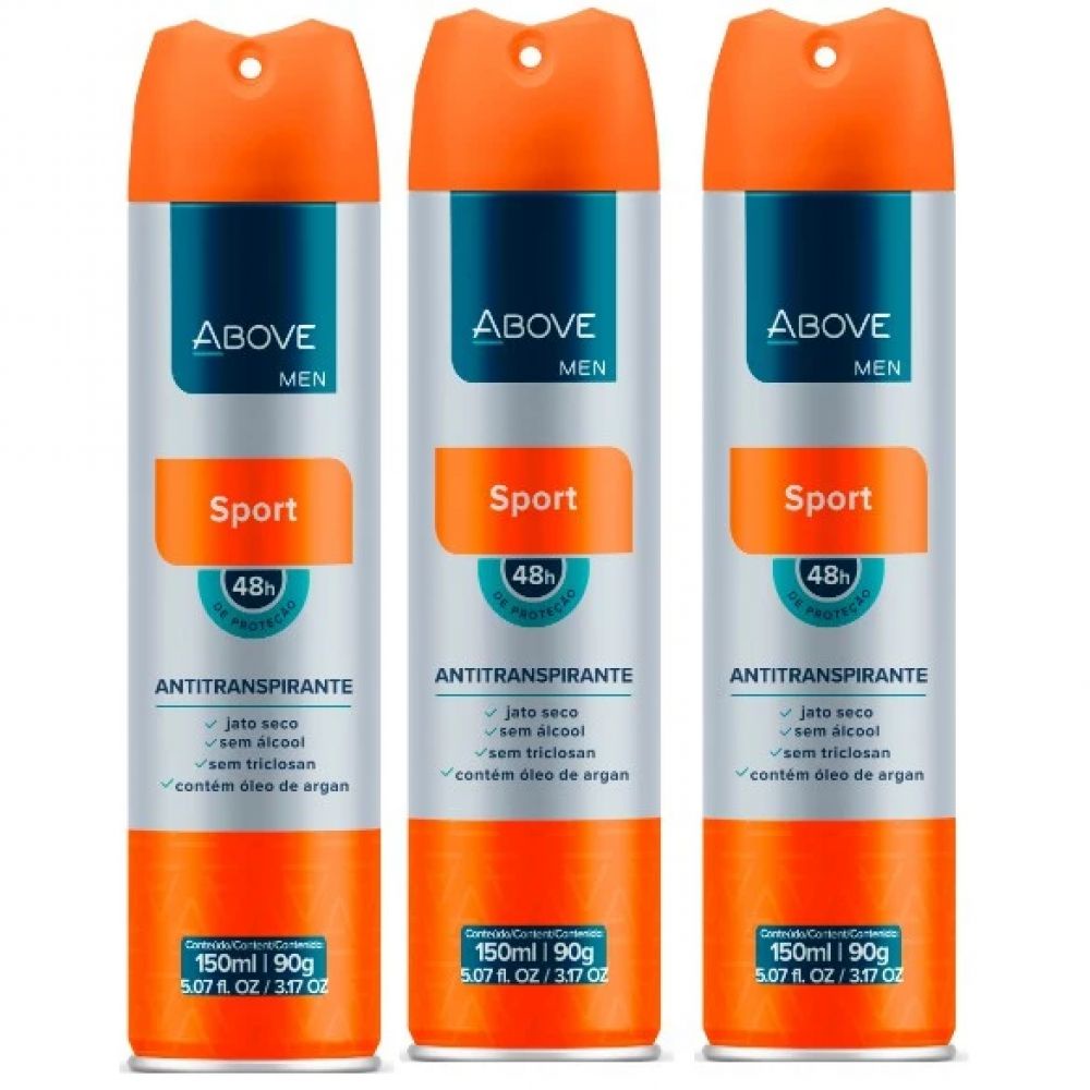Kit C/3 Desodorantes Sport Men Original Above 150ml. | Shopee Brasil