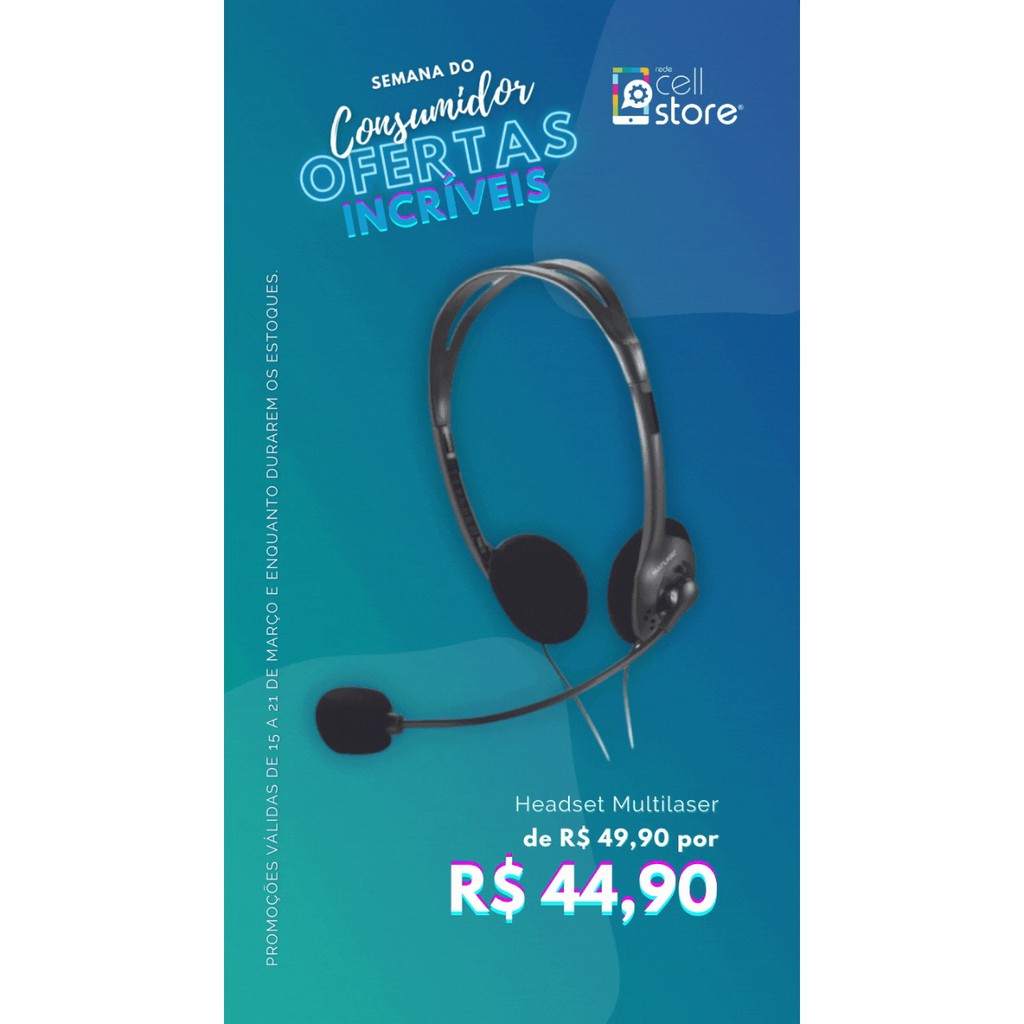 Headset estéreo com microfone Multilaser | Shopee Brasil