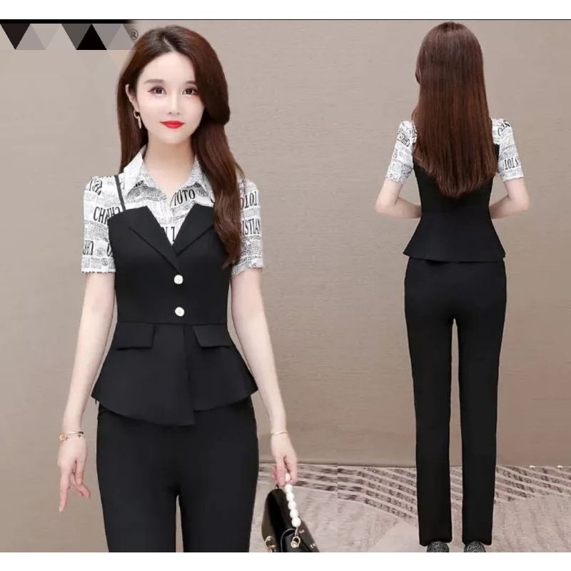 conjunto social coreano importado S preto e branco perfeito | Shopee Brasil