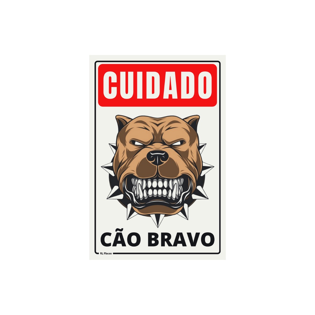 Placa de Sinalização Cuidado Cão Bravo 20x15 - Vertical 001 | Shopee Brasil
