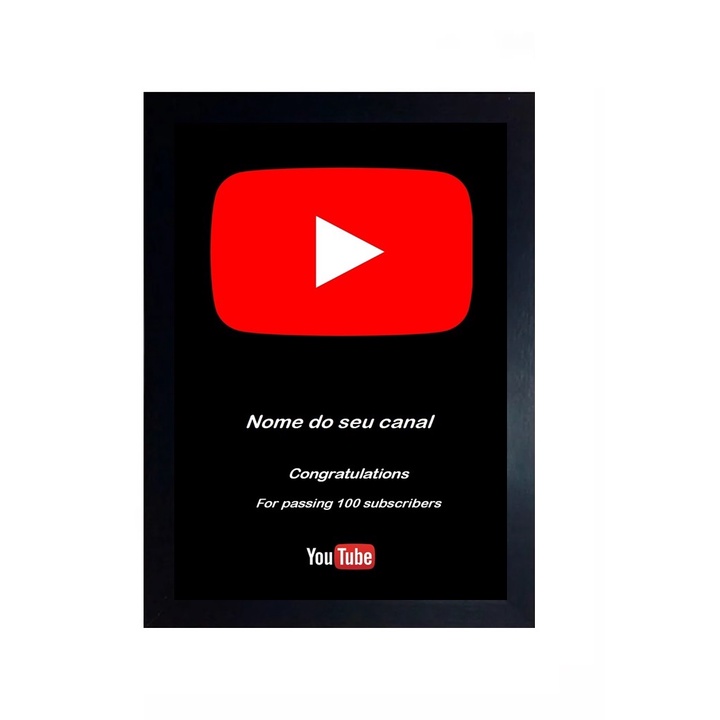 Quadro Placa Comemorativa Inscritos Youtube Personalizado Grande ...