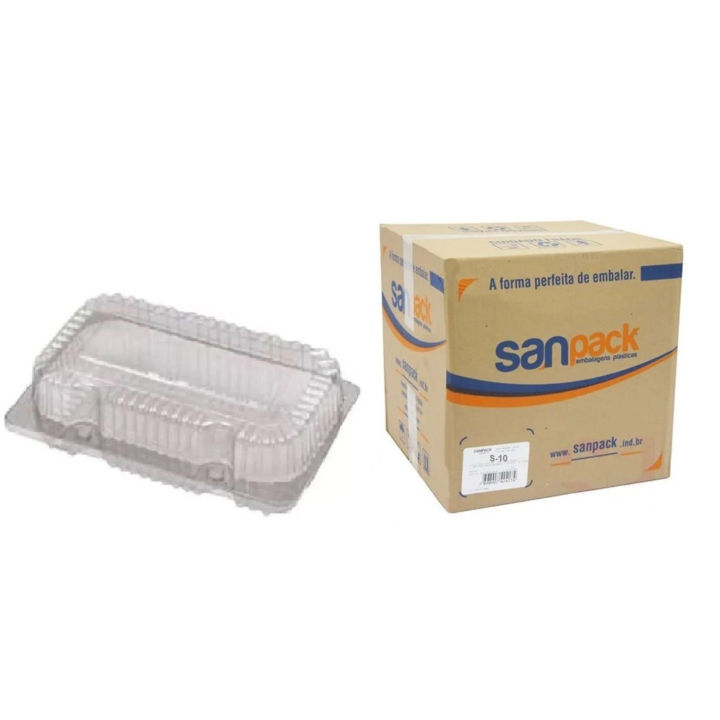 12 Embalagens Retangular Grande S20 com Tampa Articulada - Sanpack ...