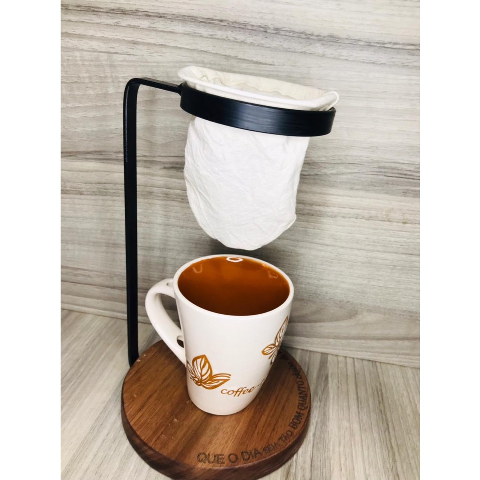 Coador de Café Individual Base de Madeira + Filtro de Algodão | Shopee ...