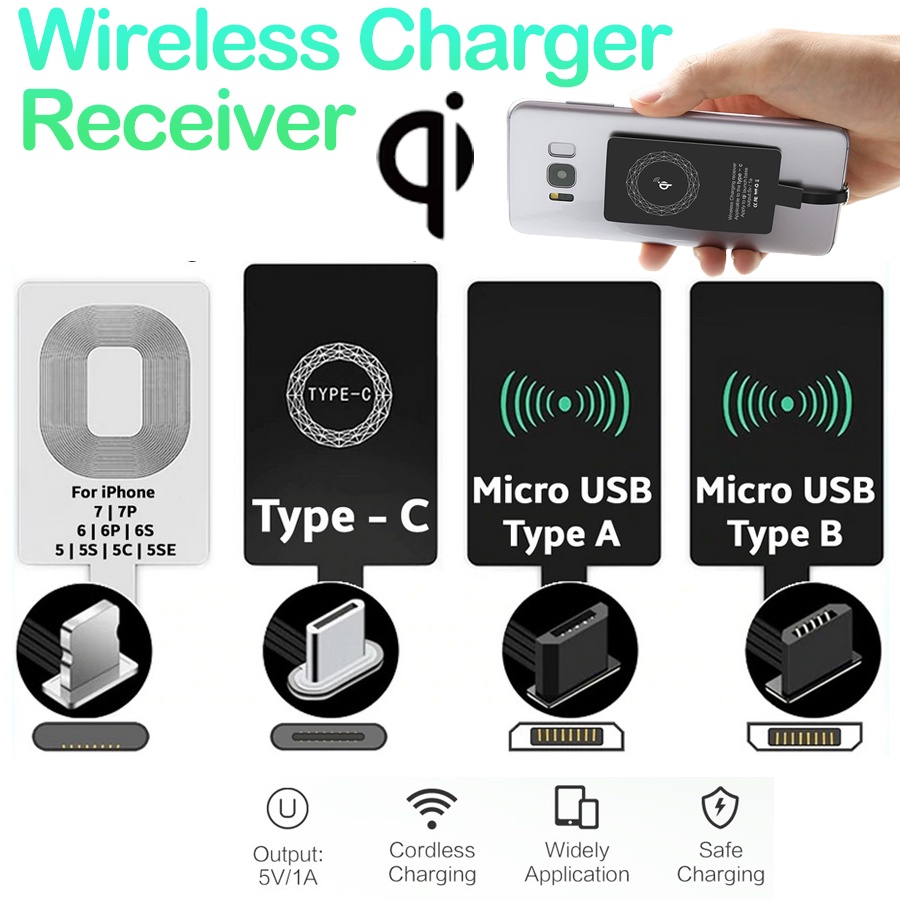 QI Receptor De Carregamento Sem Fio Adaptador De Carregador Rápido Para ...
