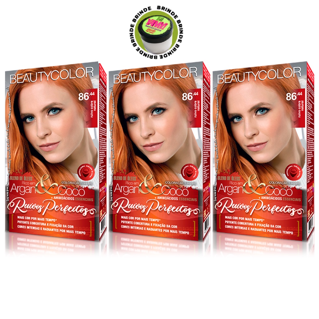 BeautyColor Kit Ruivos Perfeitos 86.44 Ruivo Cobre Natural | Shopee Brasil