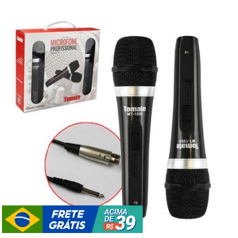Kit Microfone Profissional Com Fio Duplo Tomate Mt-1003 Alta Qualidade ...