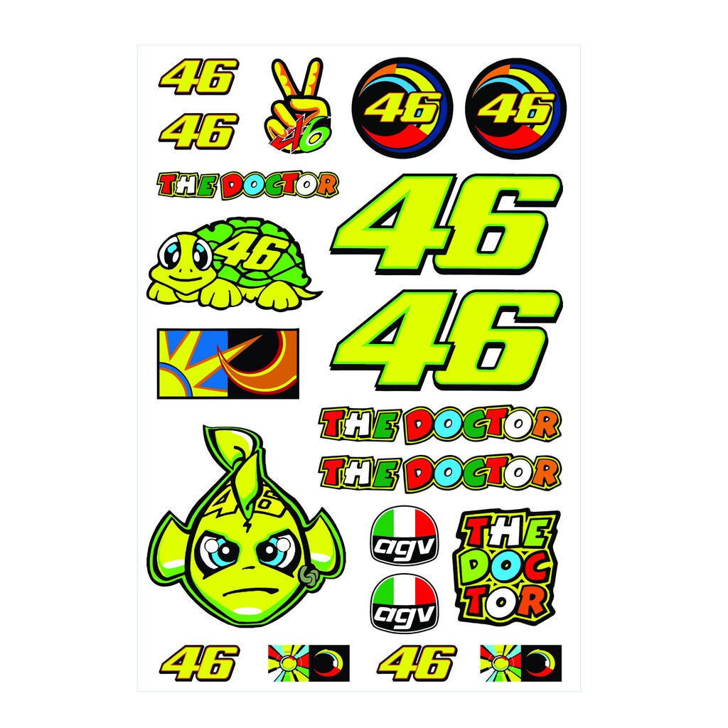 Cartela com 20 Adesivos The Doctor 46 para Capacete Moto Bicicleta Bike ...