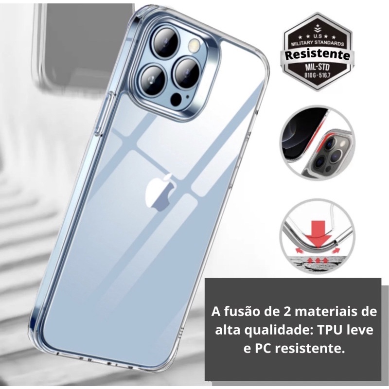 Capa Capinha Space Transparente Anti Impacto TPU Case Apple IPhone 6 7 8 Plus 11 ProMax 12 13 14 ...