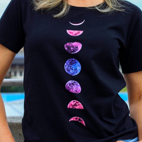 Tshirt Preta Fases Da Lua | Shopee Brasil