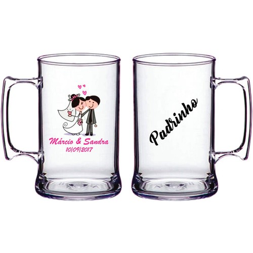 12 Canecas De Chopp Personalizada 300ml Acrílico P Padrinhos | Shopee Brasil