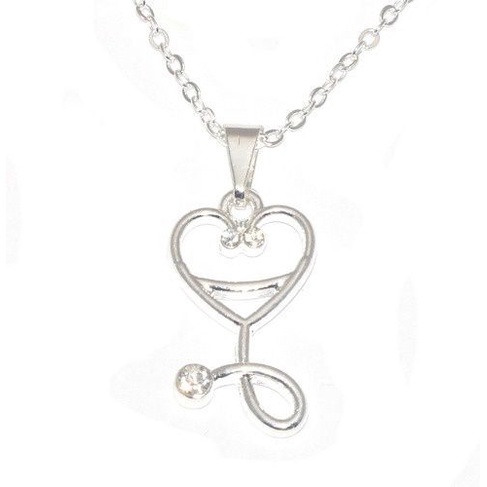 Gargantilha Enfermagem Esteto Estetoscópio Folheado A Prata | Shopee Brasil