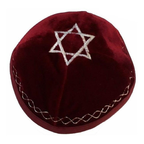Kipa Judaico Veludo Vinho Com Estrela De Davi - De Israel | Shopee Brasil