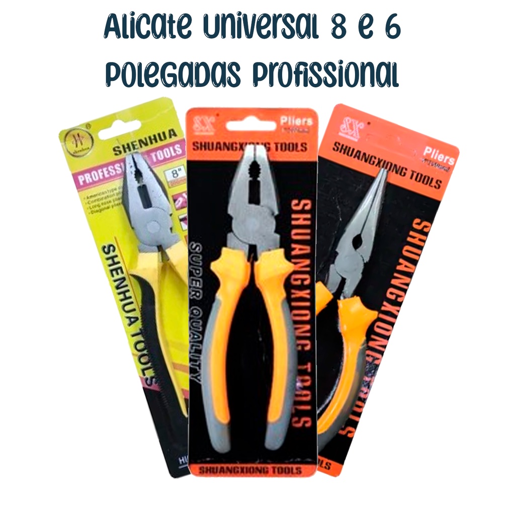 Alicate Universal 8 e 6 Polegadas Profissional 200mm Cabo PVC Emborrachado | Shopee Brasil