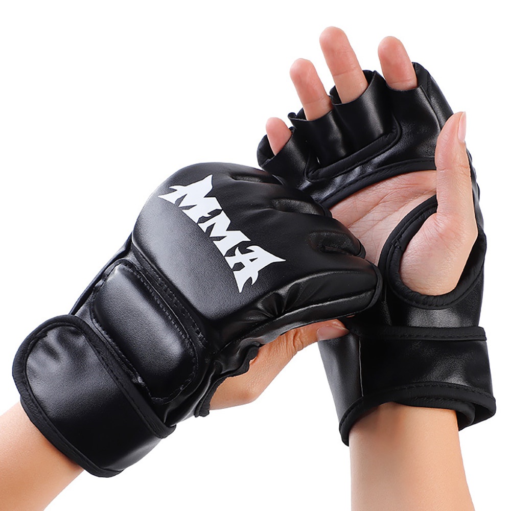 Luvas de boxe grosso de 1 par, luvas de MMA, meio dedo, saco de soco ...