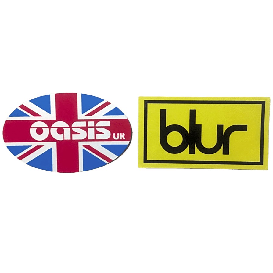 Oasis vs Blur 2 adesivos 7,5cm largura maiores bandas britpop anos 90 ...