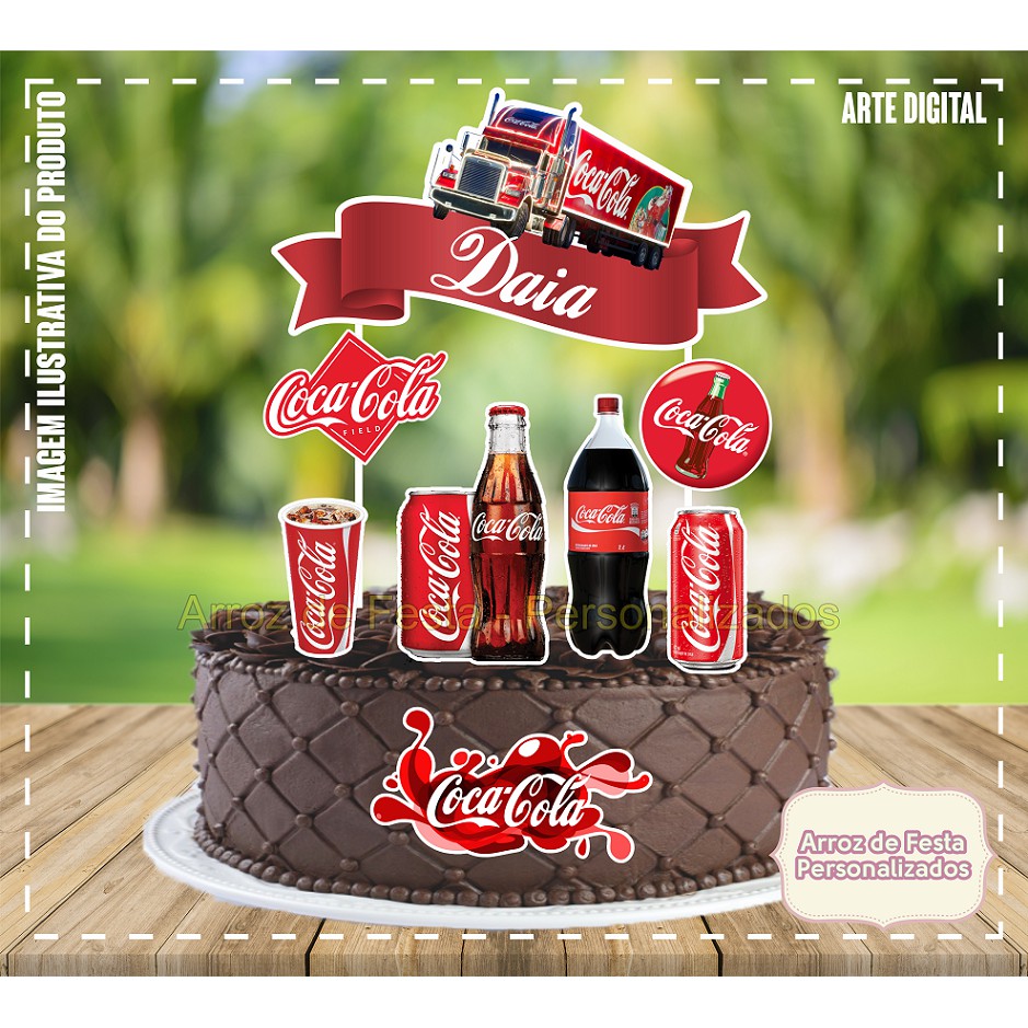 Topo de Bolo Topper de Bolo Perrsonalizado Coca Cola | Shopee Brasil