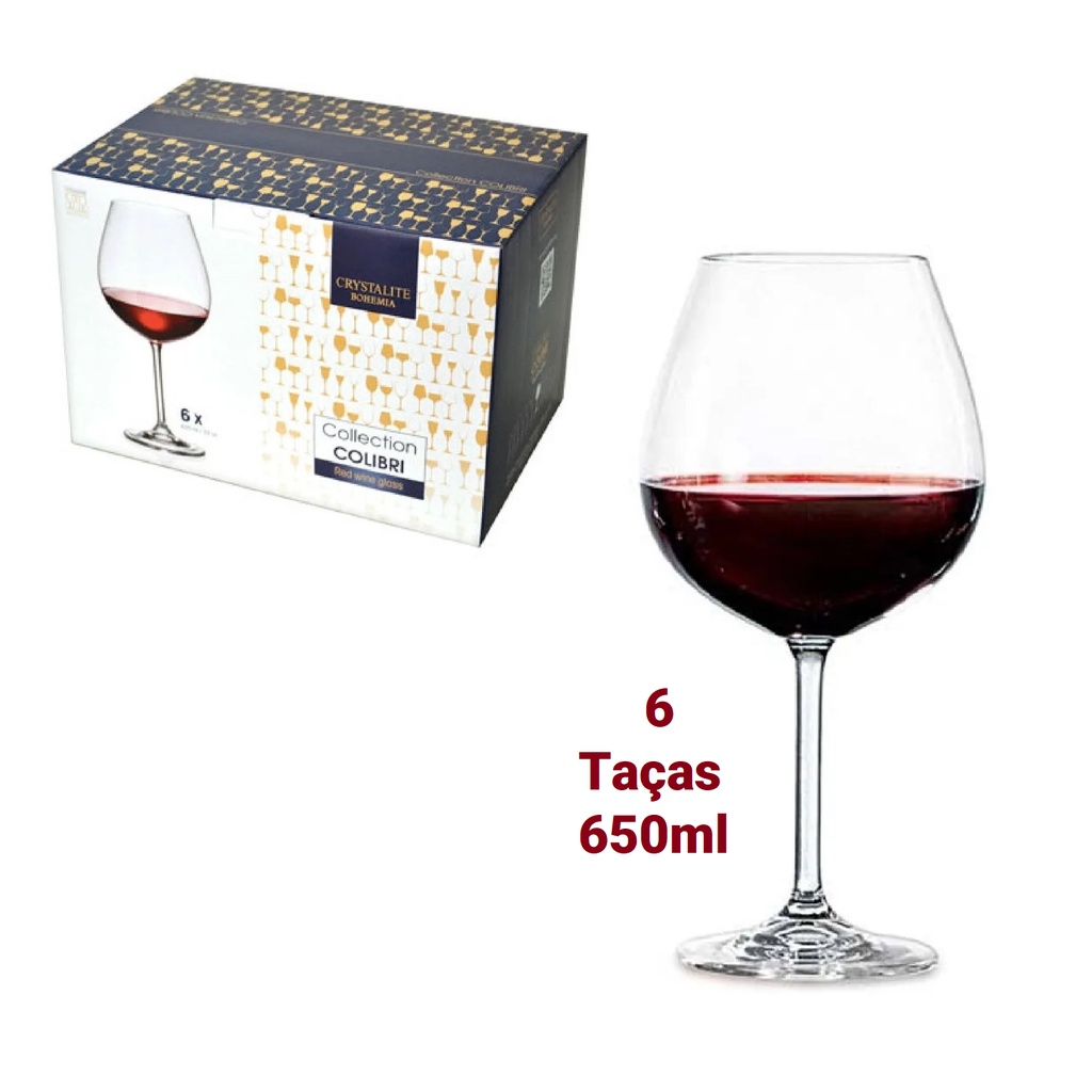 Jogo De 6 Taças Cristal Titanium Vinho Gastro 650ml Bohemia | Shopee Brasil