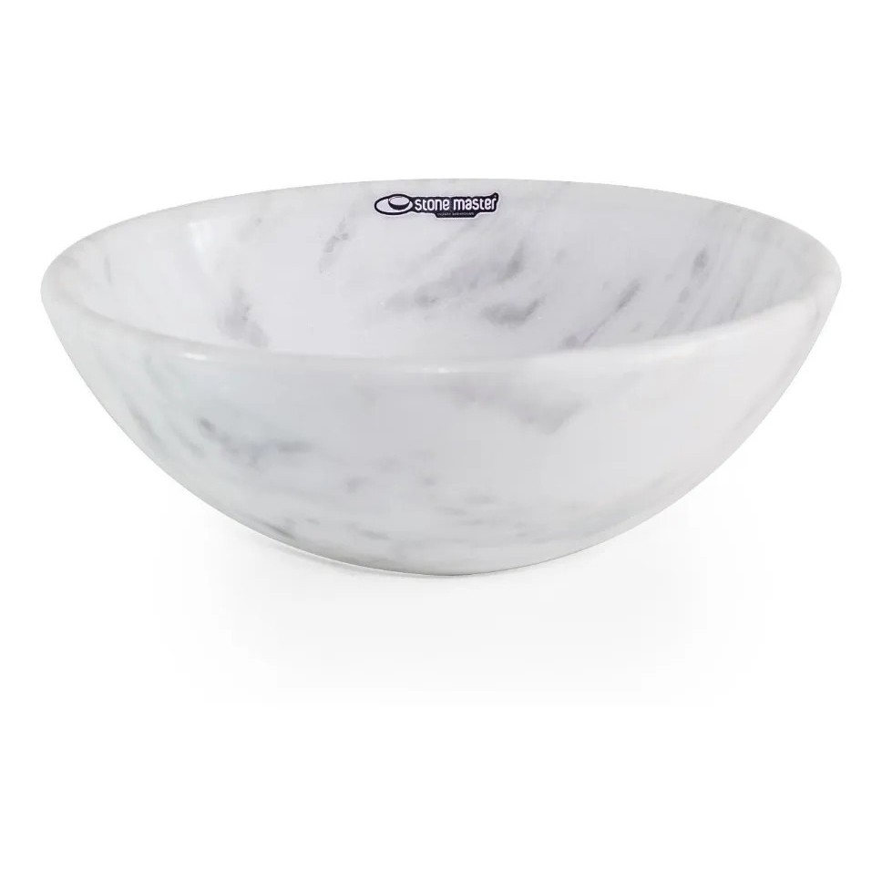 Bojo Cuba Pia Banheiro Esculpida Redonda 28 Cm Mármore Bianco Pedra ...