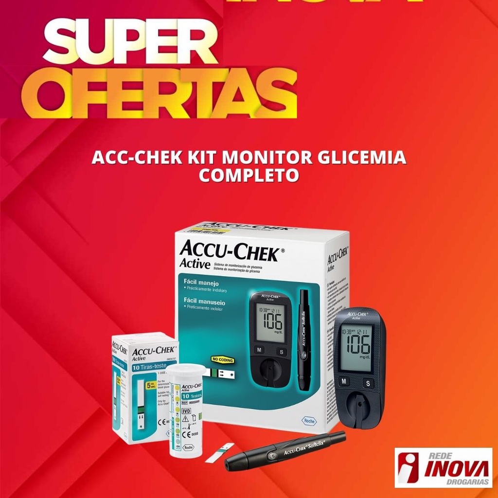 Acc-Chek Active kit monitor glicemia completo | Shopee Brasil