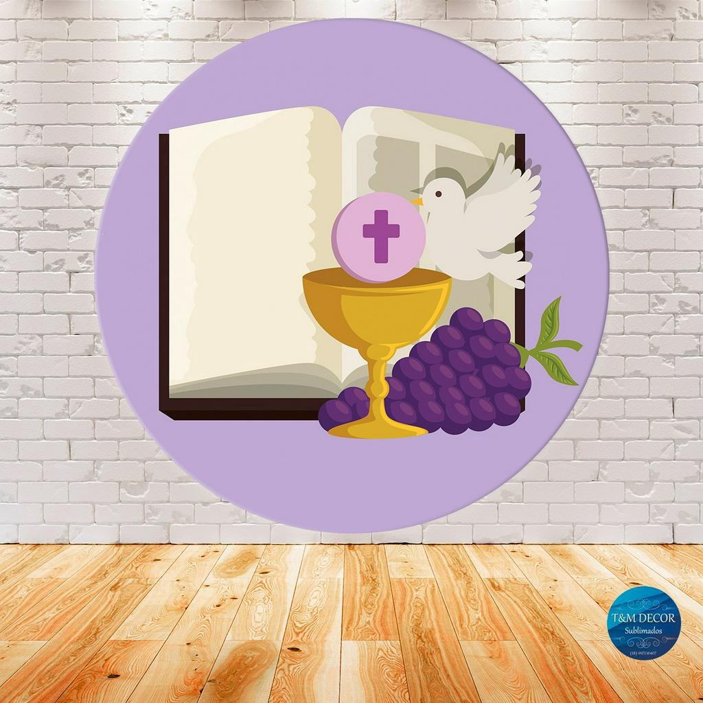 Painel de festa em tecido sublimado 1,5m Primeira Eucaristia | Shopee Brasil