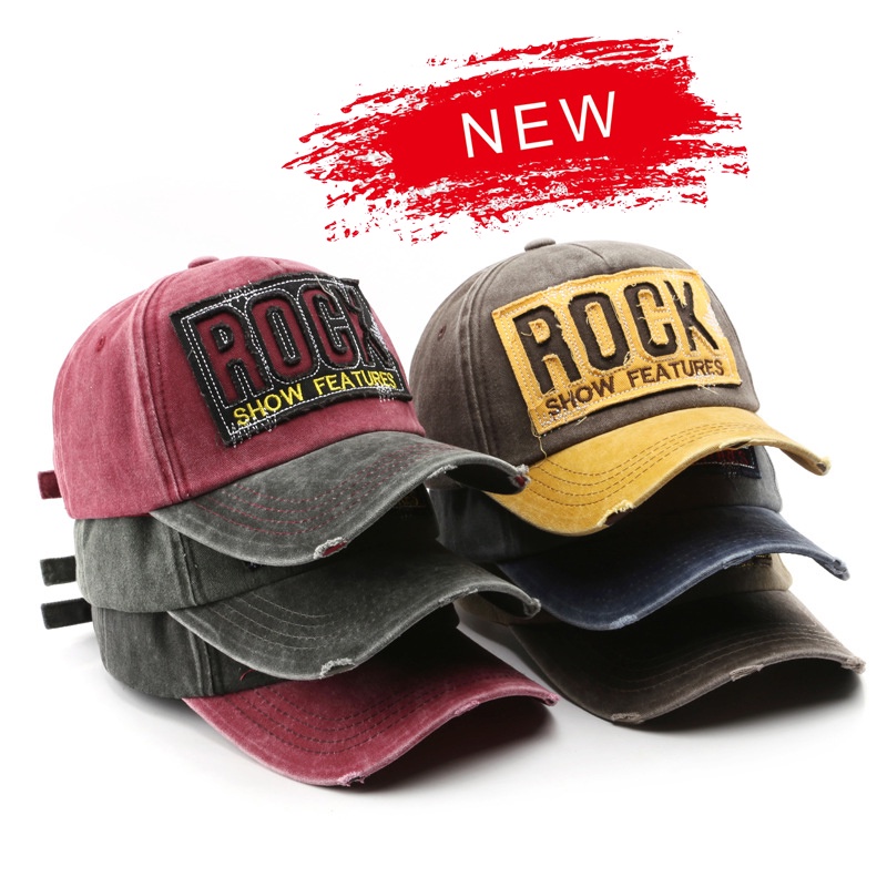 Topi lelaki Boné Homens Unissex Retro De Basebol ROCK Bordado De Alta ...
