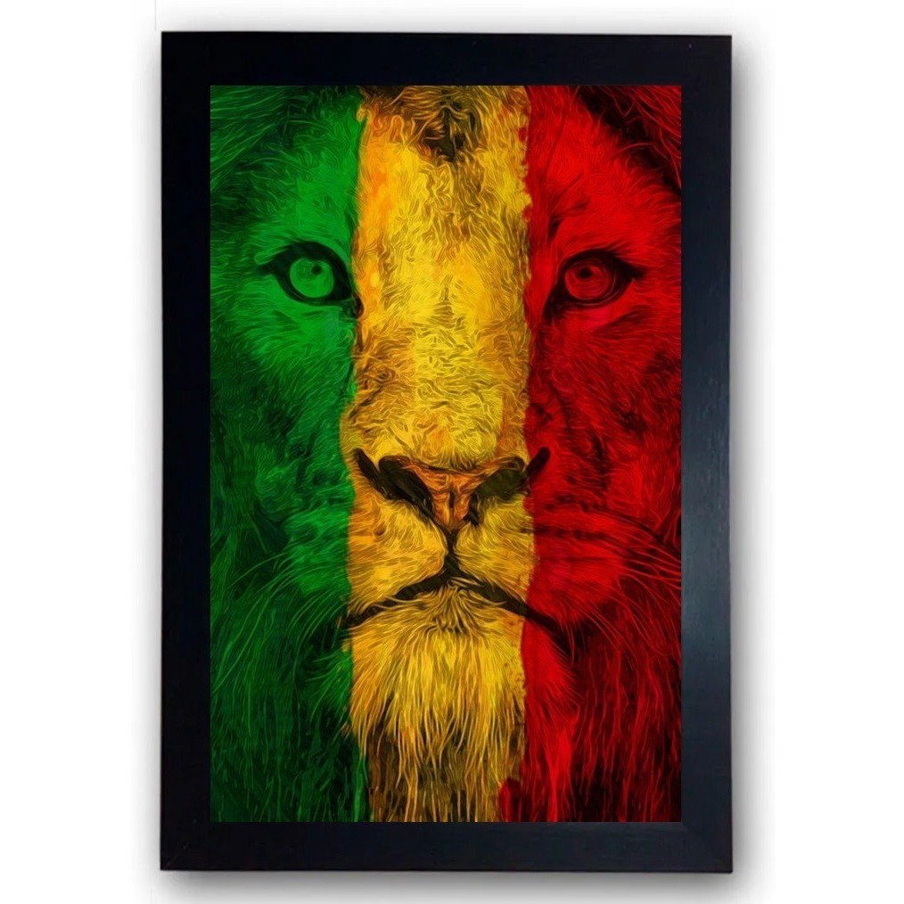 Quadro Decorativo Leão De Judah Reggae Music Com moldura 32x44cm ...
