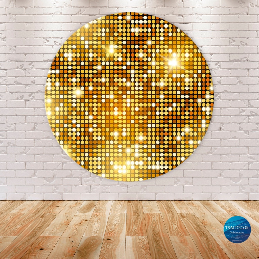Painel de festa em tecido sublimado 1,5m Lantejoula Dourada | Shopee Brasil