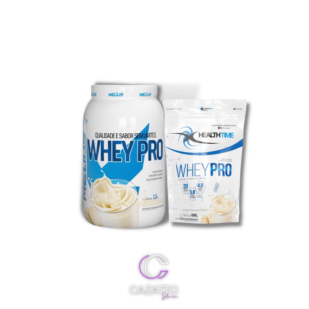 Combo 1 Whey Pro Concentrado Chocolate Branco - Pote 1,5 Kg + 1 Whey Pro Refil Chocolate Branco ...
