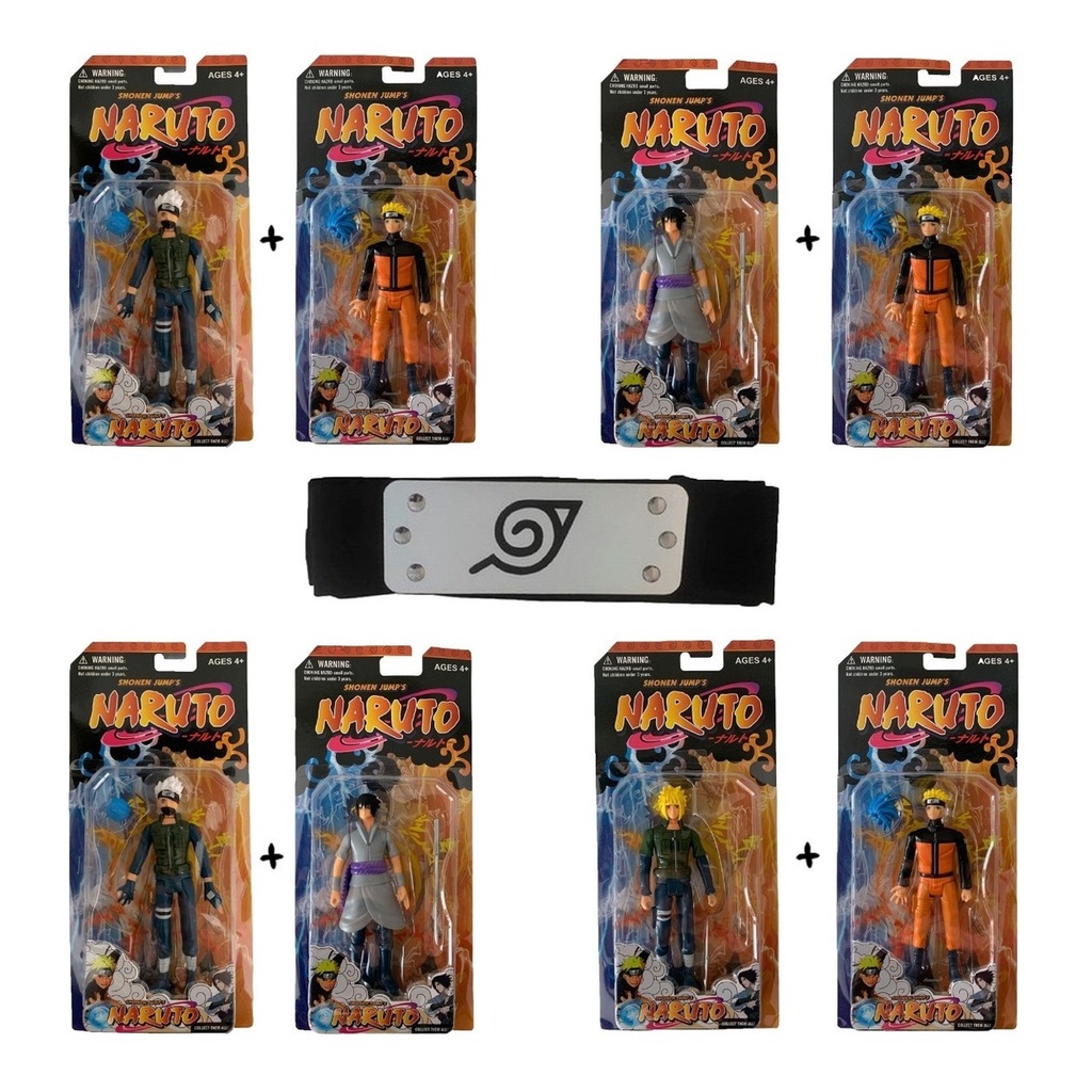 Naruto Sasuke Kakashi 2 Brinquedo Articulado Brinde Bandana REF:0AJS ...