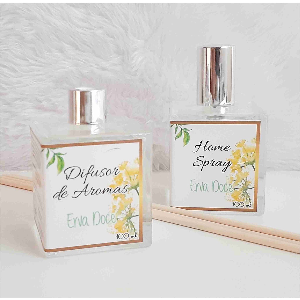 Kit Erva Doce Luxo 100 ml Aromatizador Difusor Ambiente + Home Spray ...