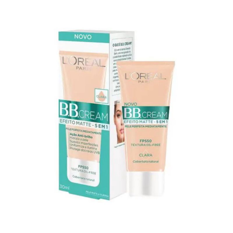 Base BB Cream L'oréal Paris Cor Clara Efeito Matte 5 Em 1 Fps 50 | Shopee Brasil