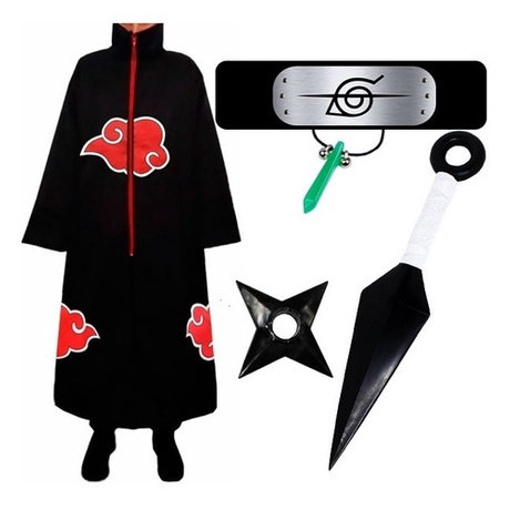 Kit Capa Akatsuki Bandana Kunai Shuriken Colar Verde Naruto | Shopee Brasil
