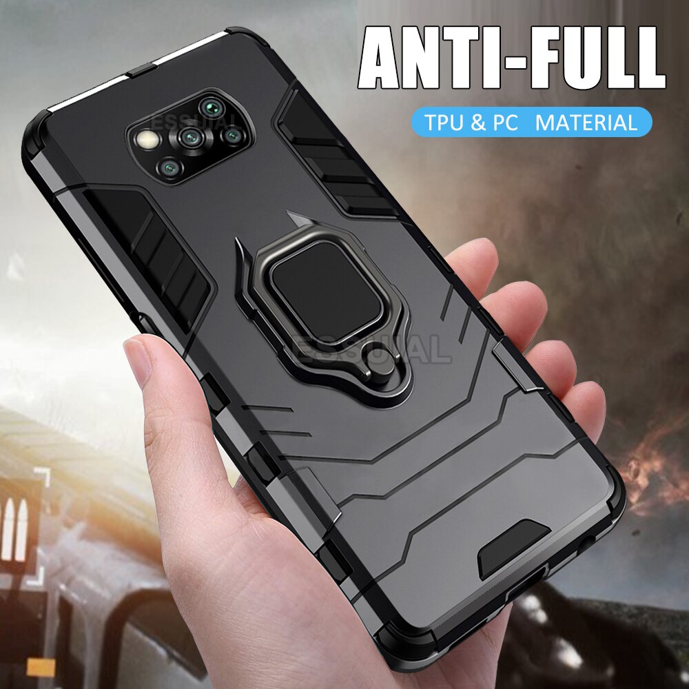 Capa Armadura Anti-Impacto Com Suporte Anel Para Xiaomi Redmi Note 9 / 8 / 7 / 6 / 5 Pro / 8t ...