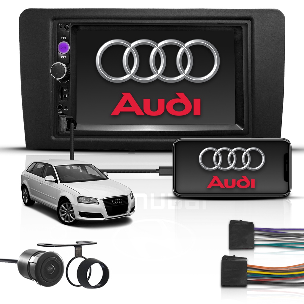 Kit Multimídia Mp5 2 Din 7" Bluetooth Espelha Audi A3 2007 a 2011 ...