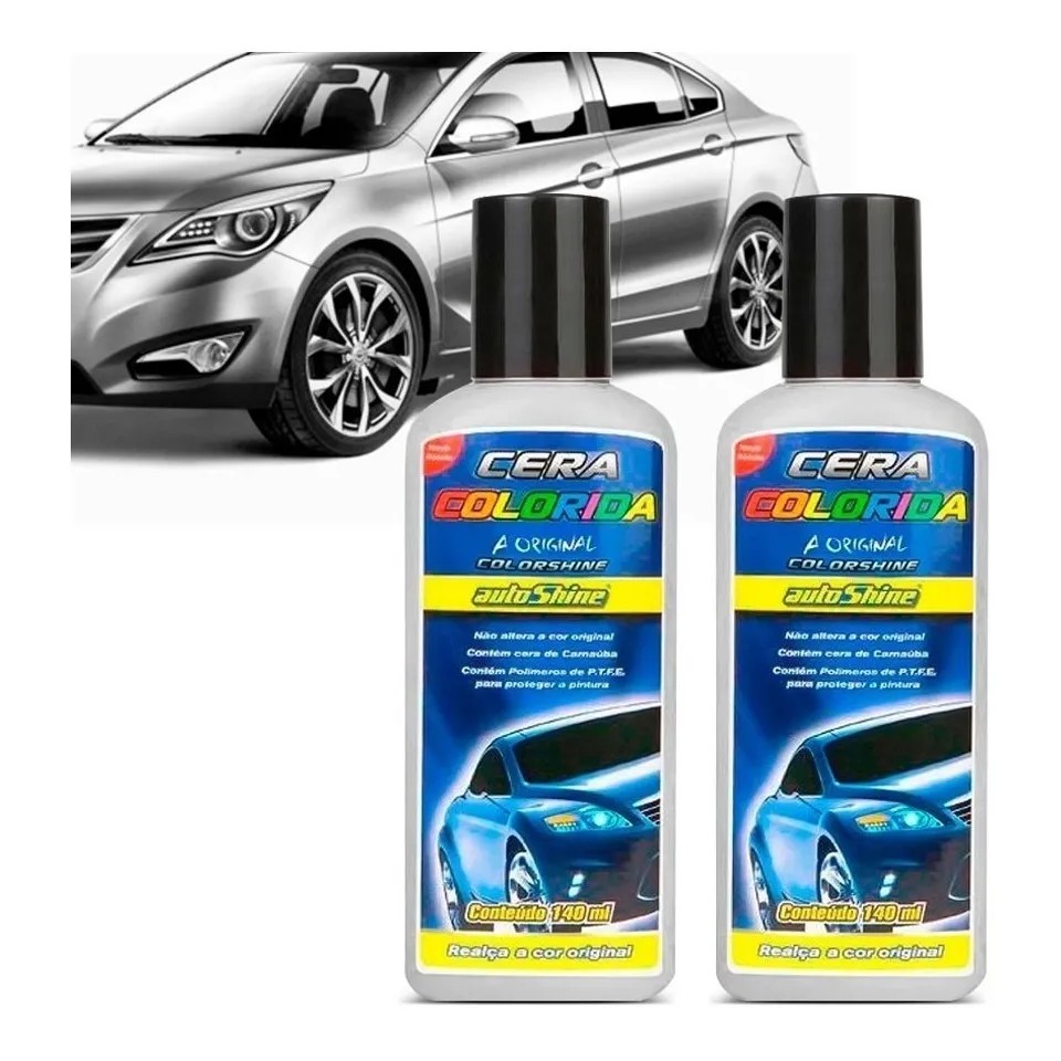 Kit 2 Cera Automotiva Colorida Prata Autoshine 140ml Pronta Entrega ...