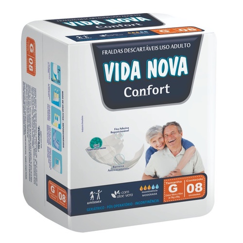 Fralda Geriátrica Vida Nova Confort ( Gde ) 12 X 8 = 96 Un. | Shopee Brasil