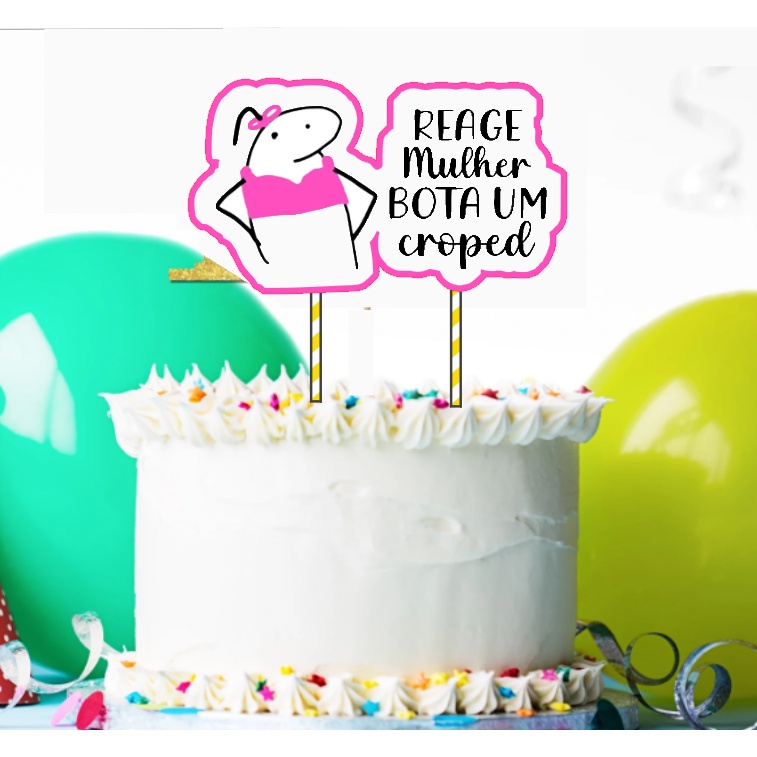 Topo De Bolo Flork Meme Bento Cake Topper reage bota croped | Shopee Brasil