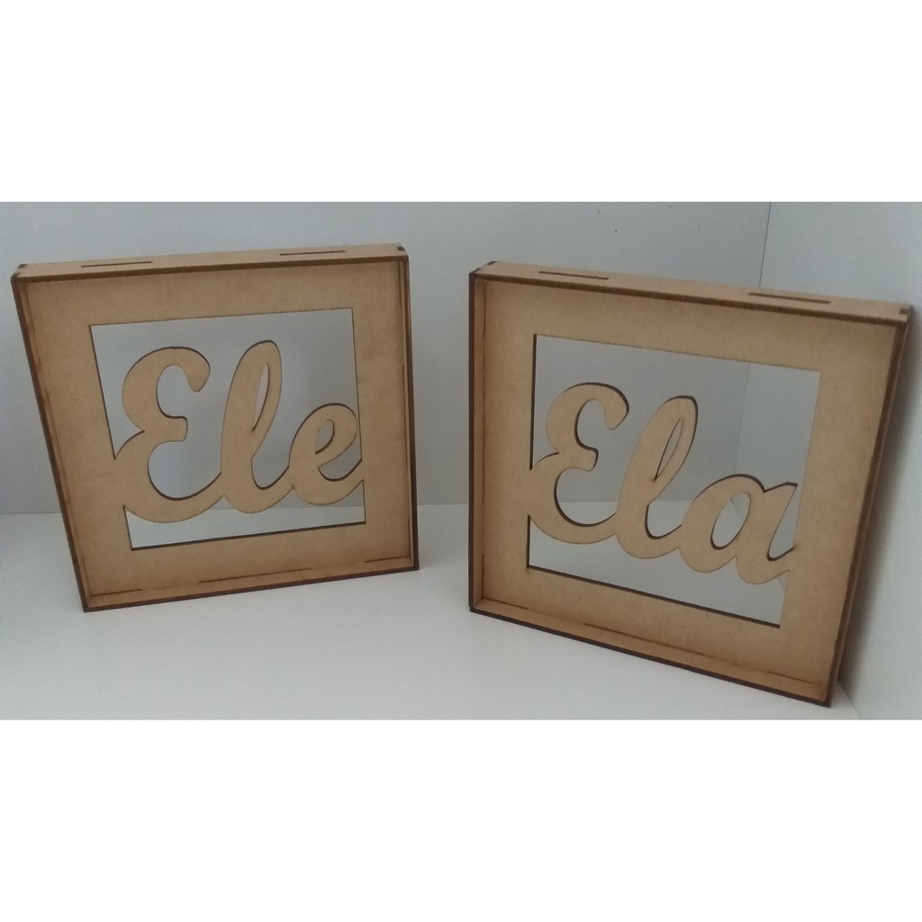 Plaquinha mdf cru ( ele/ela) | Shopee Brasil