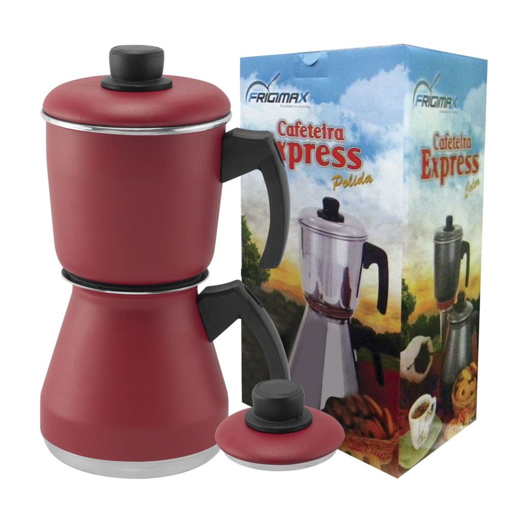 Cafeteira Italiana Econômica Express 1,2 litros Alumínio Vermelho Com ...