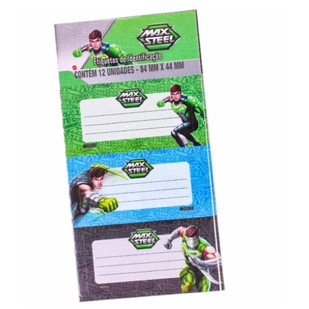 Etiqueta Adesiva para Identificação - Max Steel - 84 x 44 mm - 12 ...
